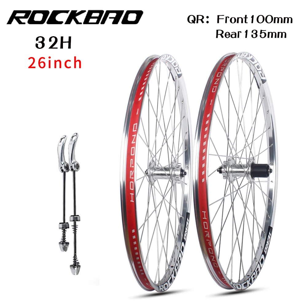 ROCKBAO Колеса для горного велосипеда 26/27.5/29 дюймов 26 Silve100X135-QR