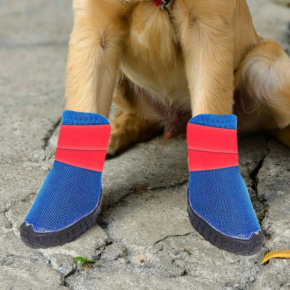 Регулируемые липучки для носков собак из нейлона и полиэстера, красные, для защиты лап при прогулках, комплект из 10 шт