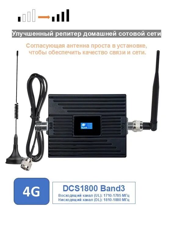 DCS1800 МГц домашний / офисный мини сотовый ретранслятор 4G 2G Расширитель сети LTE Band 3 Комплект антенн