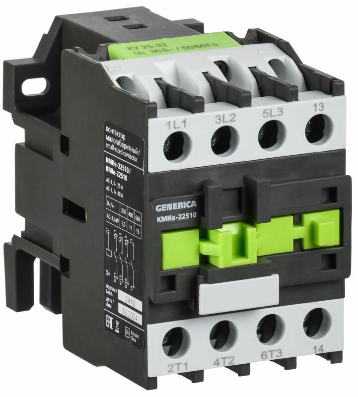Контактор КМИе-22510 25А 110В/АС3 1НО IEK KKME21-025-110-10