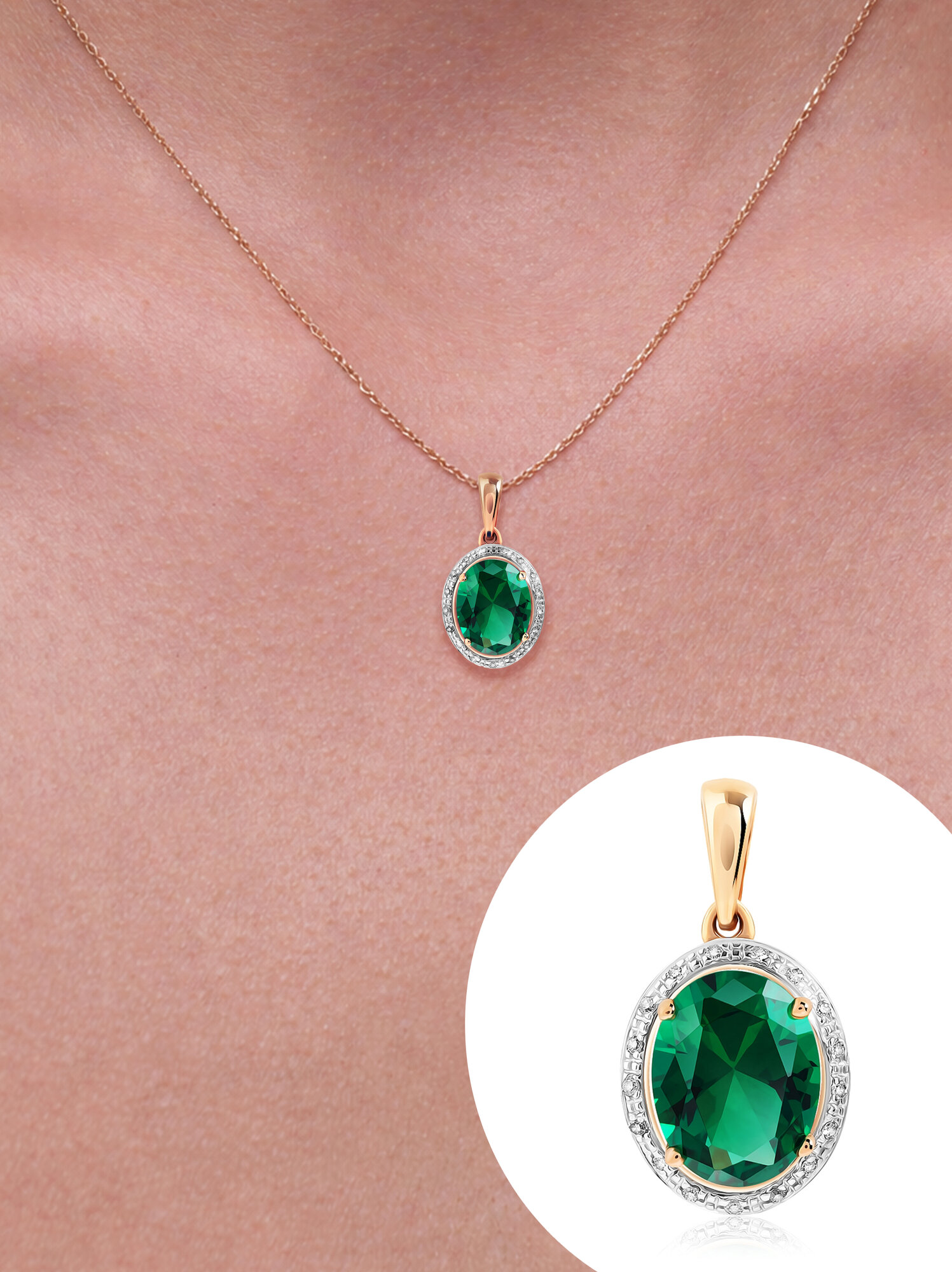 Подвеска, серебро, 925 проба, родирование, золочение, фианит