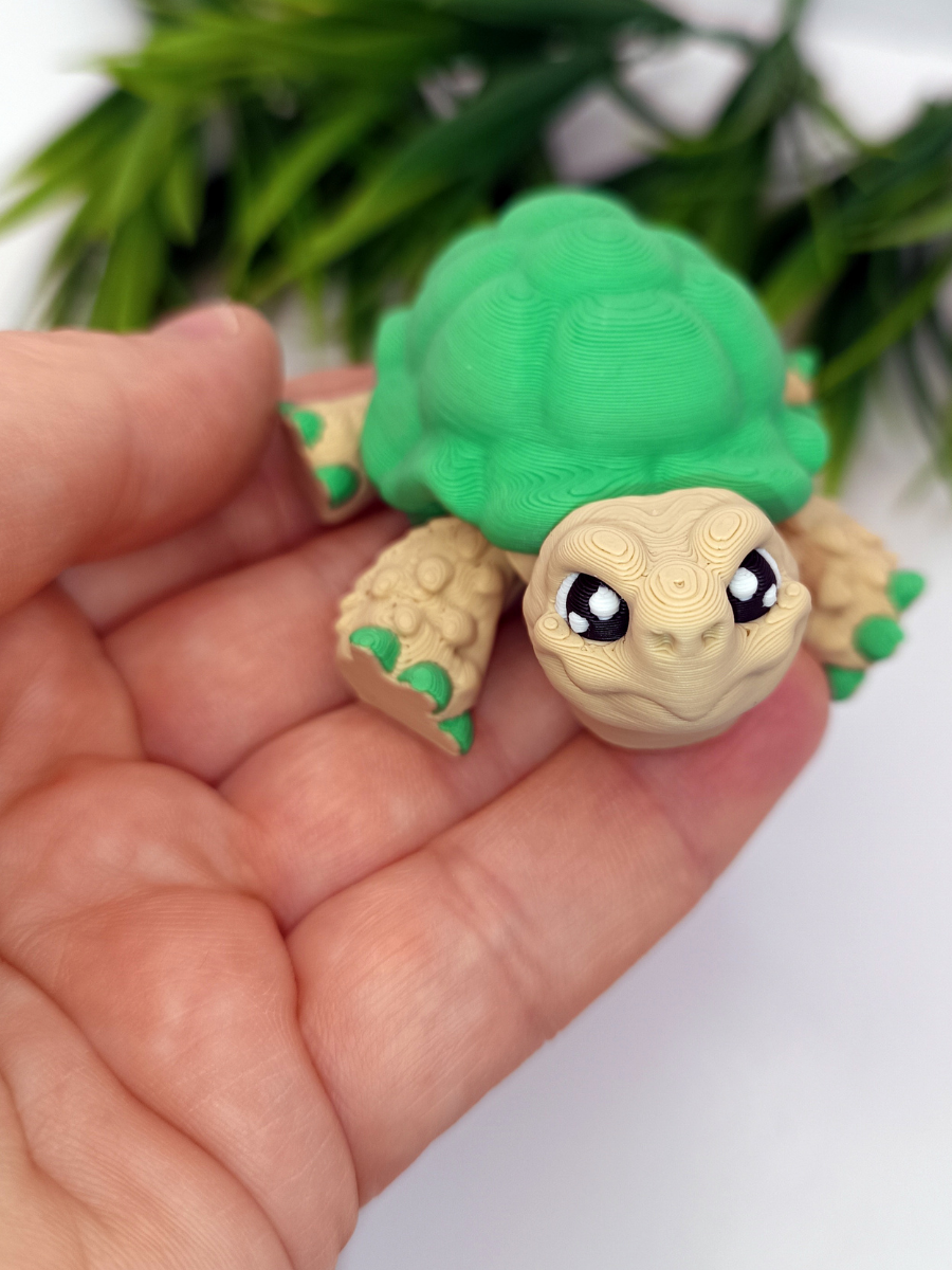 Пластиковая черепашка, 3d игрушка подвижная, сувенир-антистресс, зелёная, 7 см
