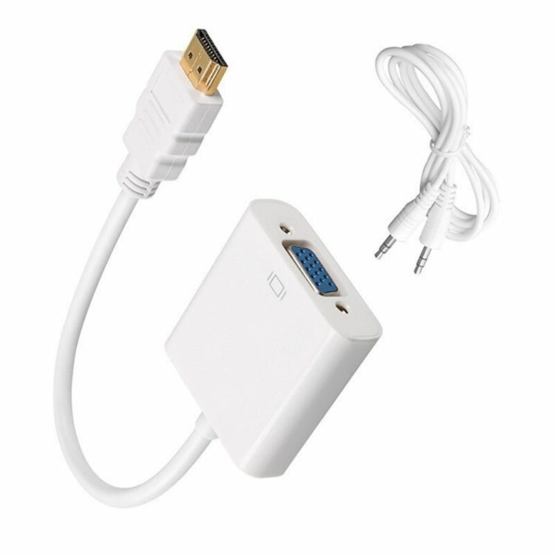 Разъем HDMI к разъему VGA 1080P HD с адаптером синхронизации звука-белый-со звуком