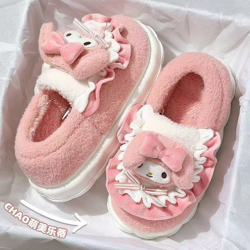 MINISO плюшевые тапочки Sanrio Hello Kitty Kuromi Melody Cinnamonroll женские, 38-39, Розовый