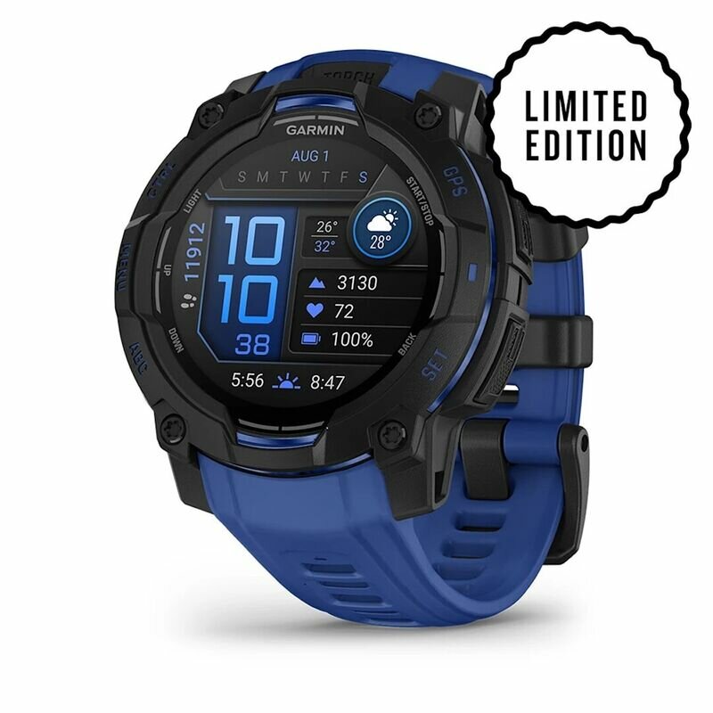 Умные часы Garmin Instinct 3 45 mm AMOLED Black Blue 010-02936-03