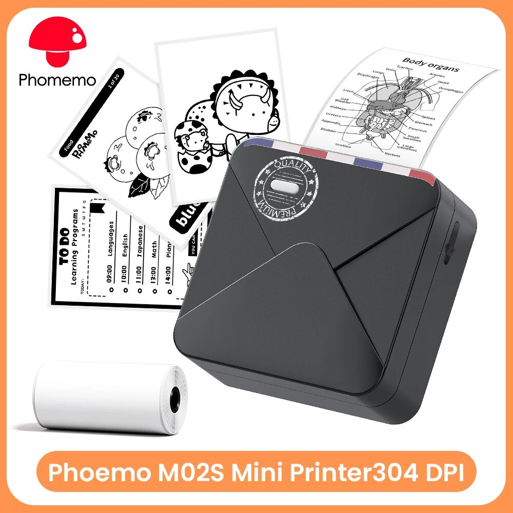Термопринтер Phomemo M02S Black Printer