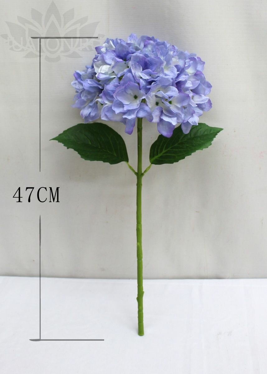 Искусственные цветы премиум Real Touch для декора и интерьера Гортензия синяя силиконовая латекс 47 см