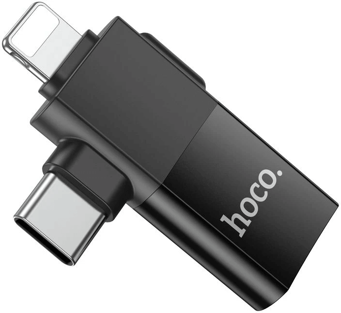 Переходник HOCO UA17, Type-C/Lightning - USB, OTG, черный