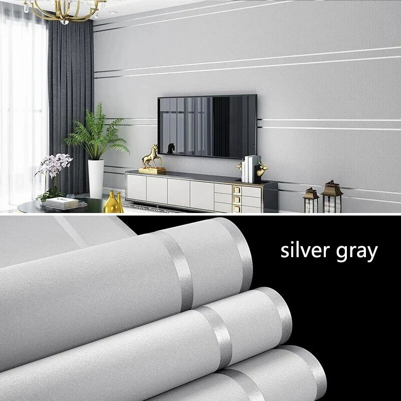 Текстильные обои Нетканые геометрический узор Silver Grey, 53cmx9.5m