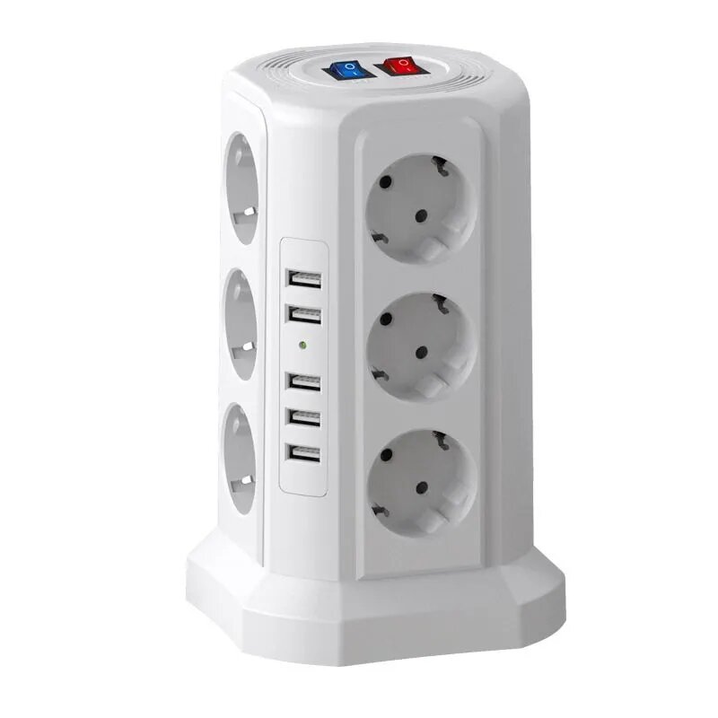 Удлинитель Куб с USB портами, выключателем и защитой от детей - 12 розеток