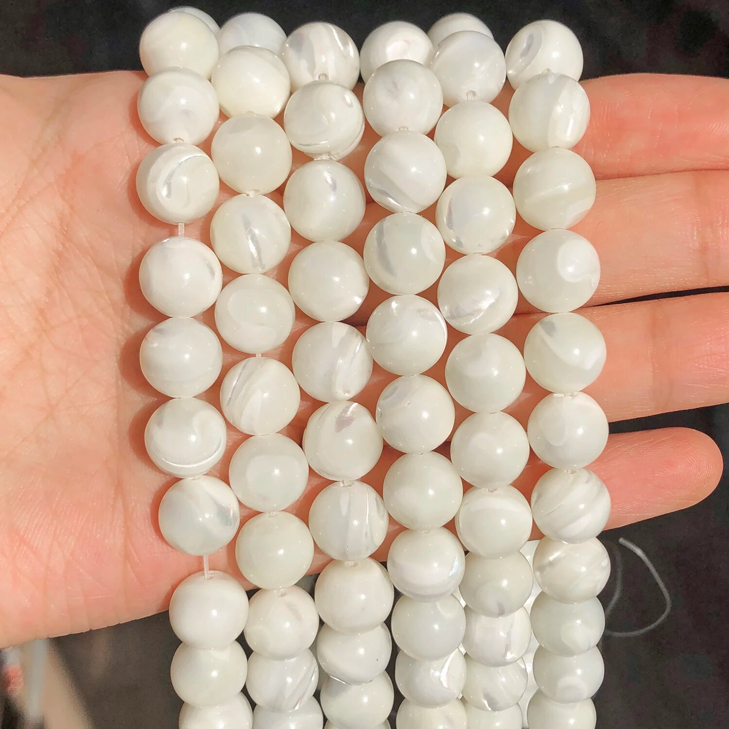 Бусины из натурального камня тигровый глаз аметист 4/6/8/10 мм Белый, 8mm 46pcs beads, shell beads