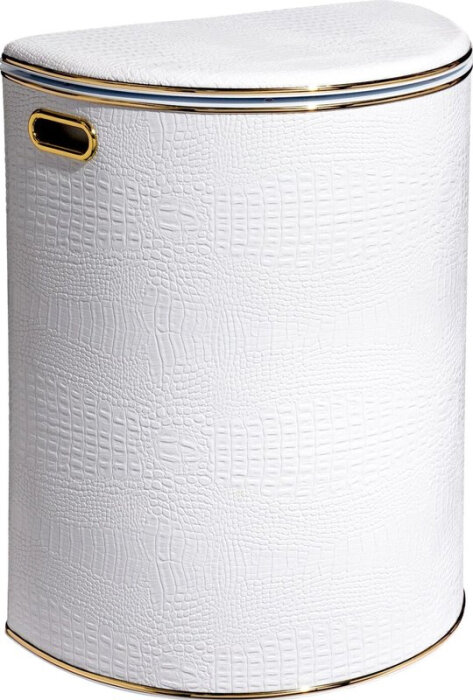 Корзина для белья Geralis KWG-O полукруглая, белая, кант золото