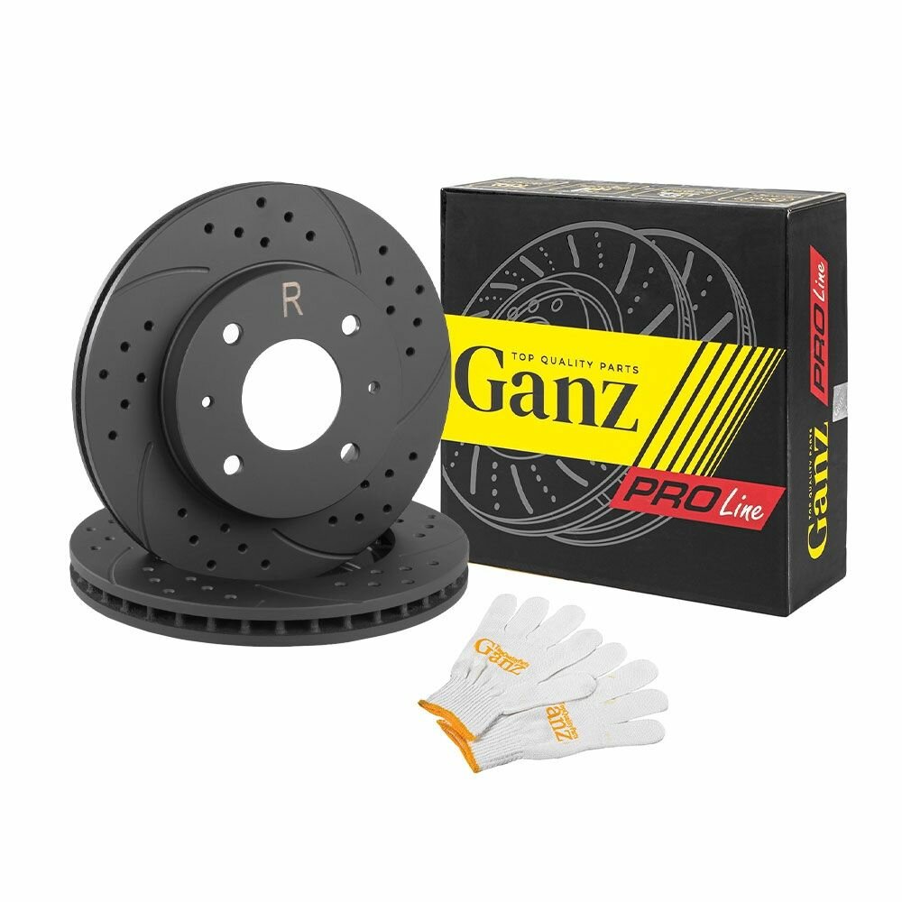 Диск тормозной передний перфорированный PRO-Line с покрытием, для Митсубиси Лансер 5, 6, 7, Стэйшн 5, Аутлендер 1 GIJ10107S GANZ