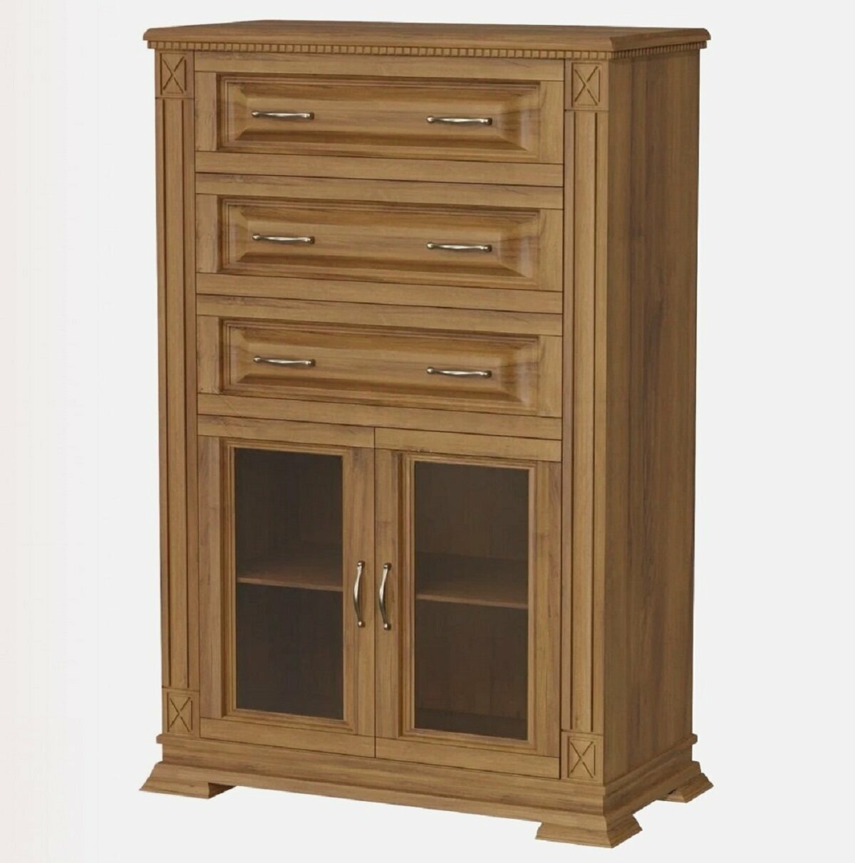 Комод-витрина из массива сосны Верди PREMIUM 204, 80x40x120 клас. орех 2