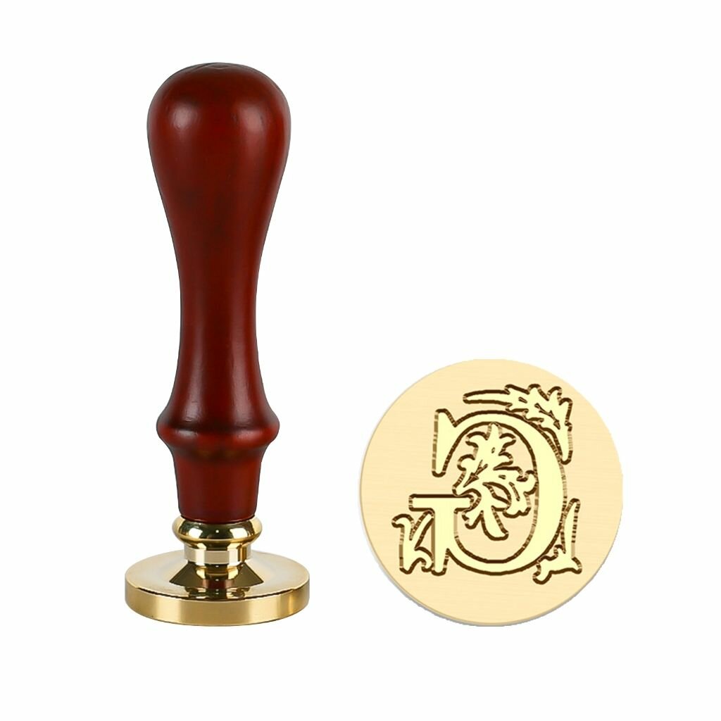 Изысканный набор латунных сургучных печатей с винтажным узором в виде букв английского алфавита на Рождество