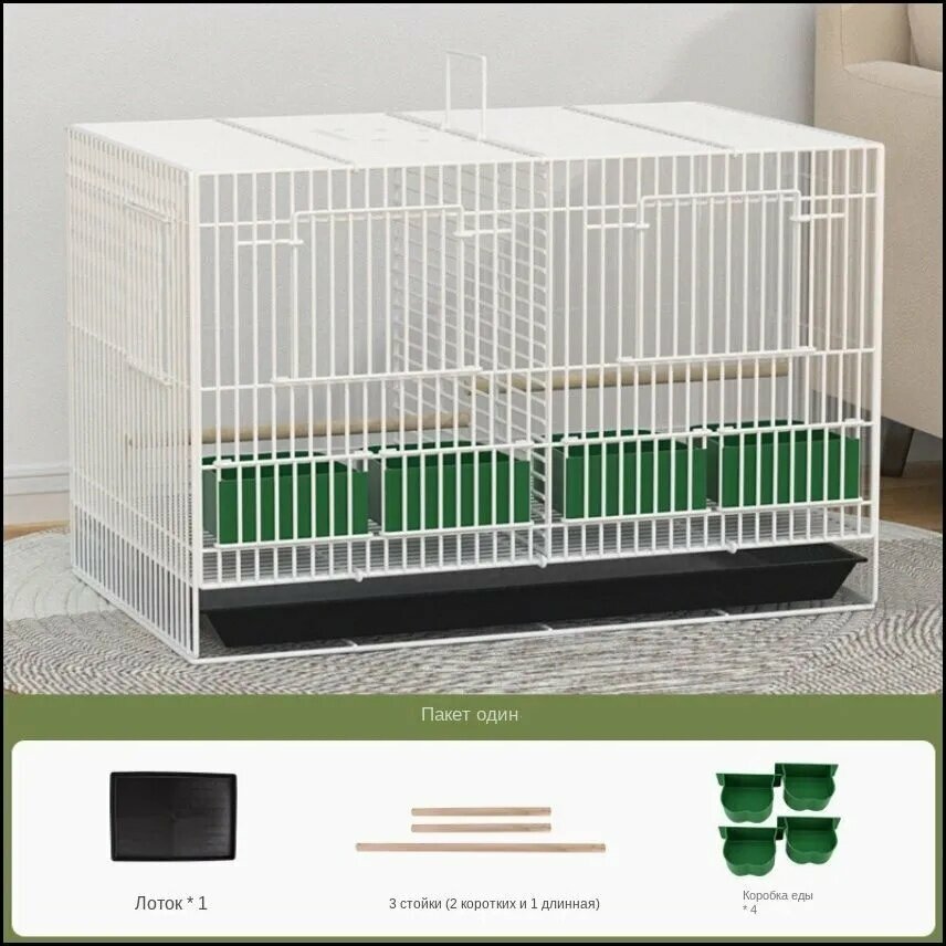 Складная клетка для попугая 60x40x40 см чернобелая Птичьи хвостики бестселлер