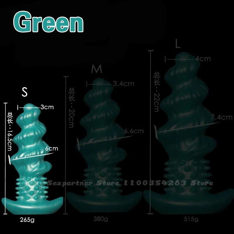 Силиконовая спираль, анальная пробка, большой фаллоимитатор, стимуляция точки G, анальная Green -S