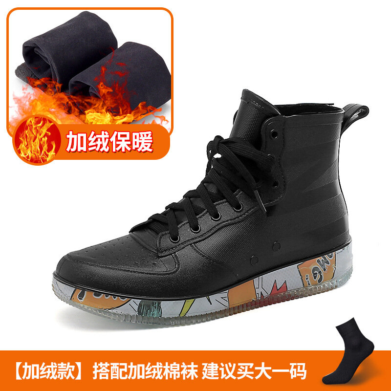 Резиновые туфли, модные резиновые сапоги, повседневная мужская и женская обувь, трендовая обувь для осени и зимы, водонепроницаемая спортивная обувь для пар, резиновые туфли для поваров, рабочие резиновые сапогиEU:42