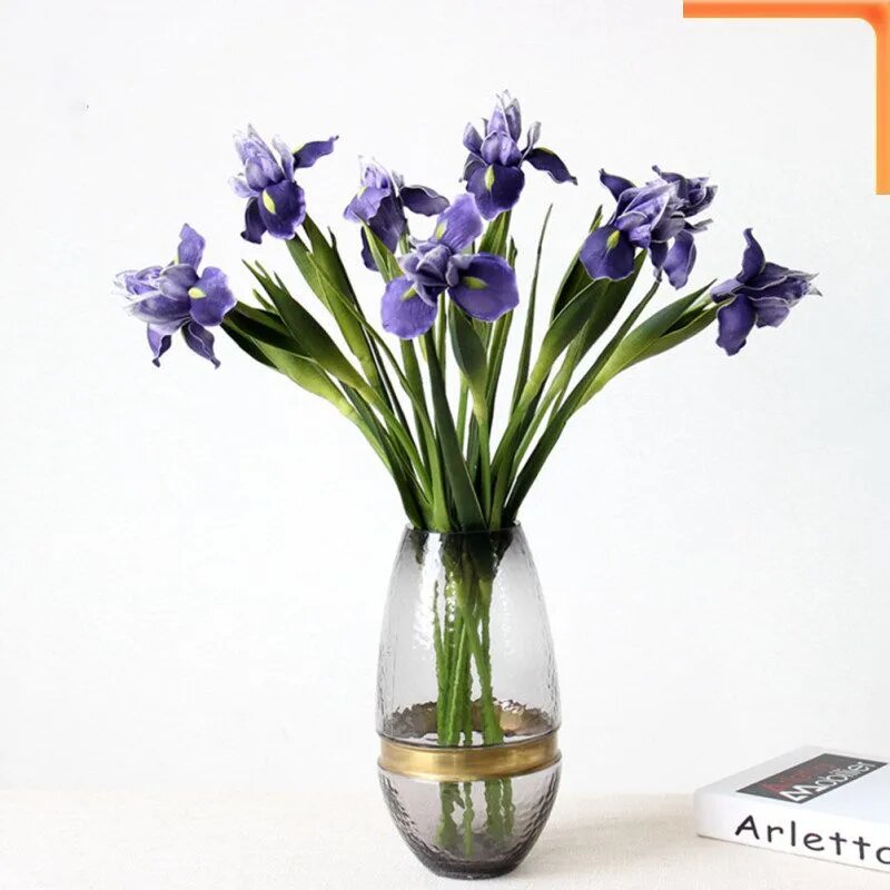 Искусственные цветы Irises в вазе – Высокое качество, реалистичный дизайн, идеально для домашнего декора, высота 45 см