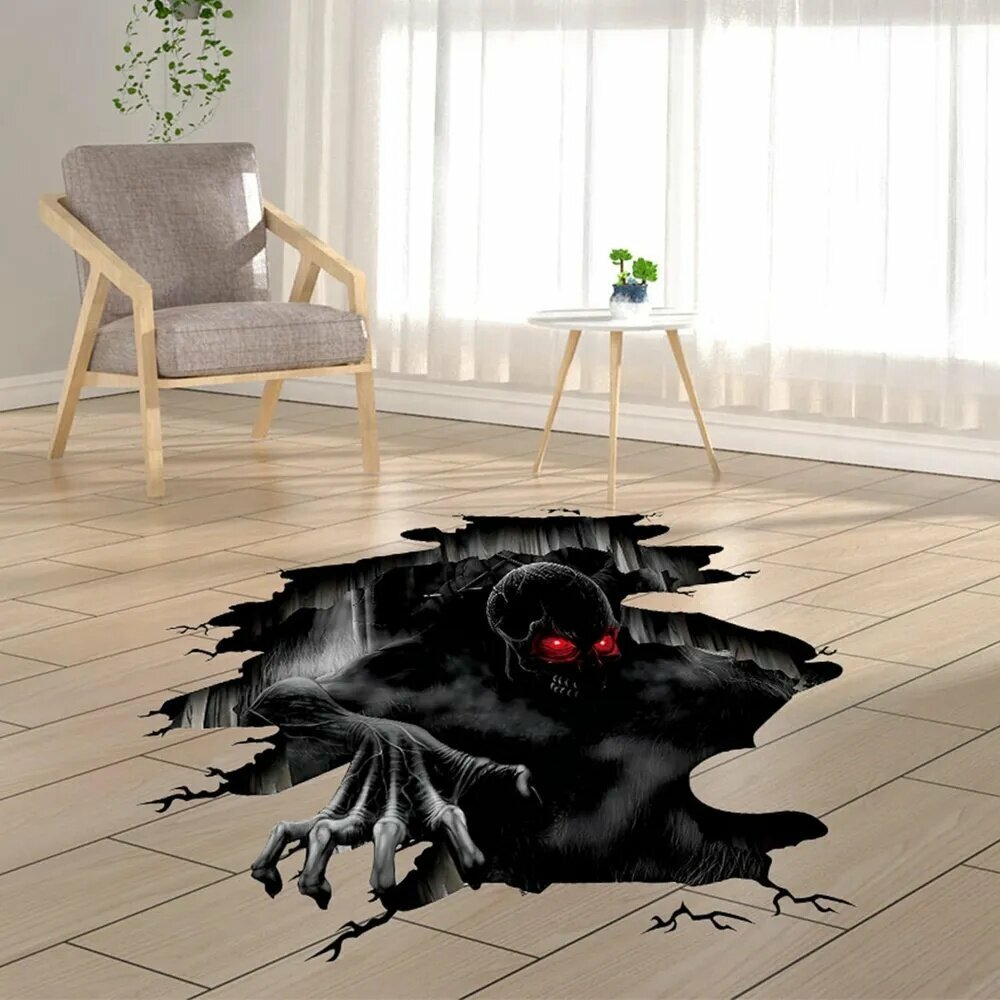 3D Наклейки на пол и стены Страшный Призрак
