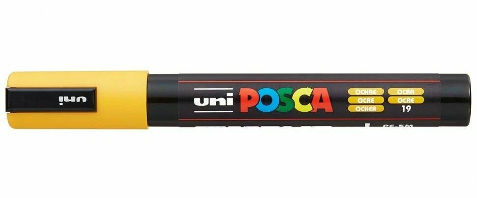 Маркер POSCA PC-5M, охра, 1.8 - 2.5 мм, пулевидный наконечник номер цвета 19