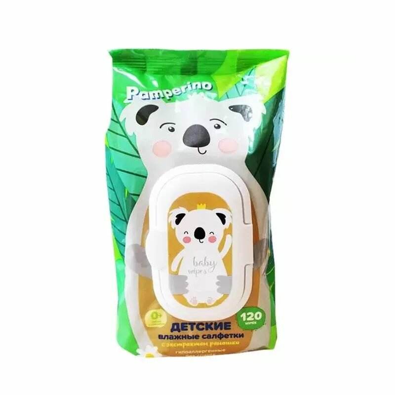 Салфетки влажные детские Pamperino mama с экстрактом ромашки 120 шт