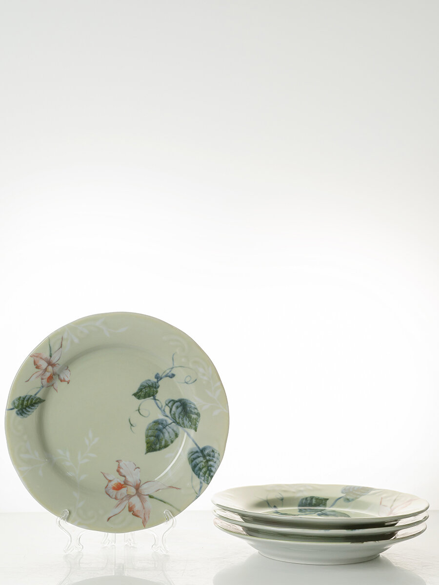 Набор фарфоровых тарелок мелких 200 мм. "Фиона" ф. Надежда 4 шт, Добрушский фарфоровый завод