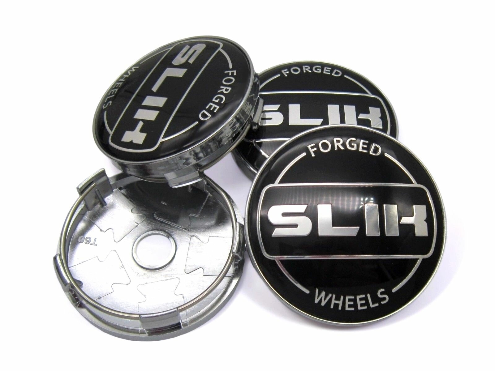 Колпачки заглушки на литые диски SLIK black 60/56/9 мм, комплект 4 шт.