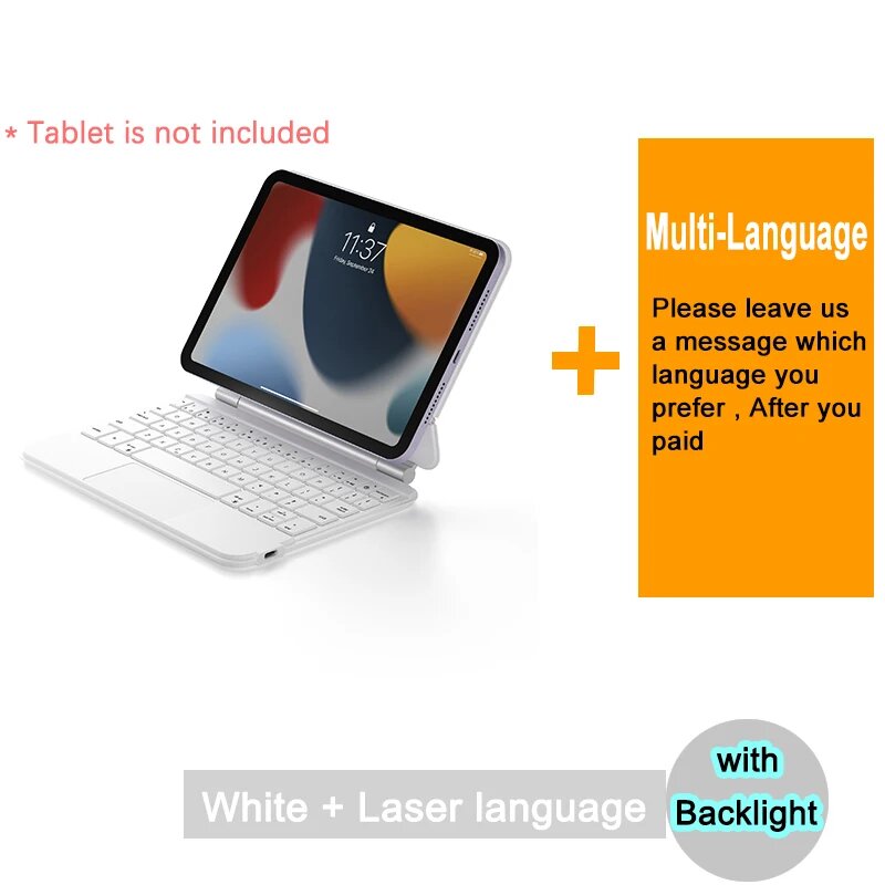 Чехол-клавиатура Bluetooth Magic Keyboard bluefinger Белый, For iPad Mini6 8.3, WhiteBacklit Laser
