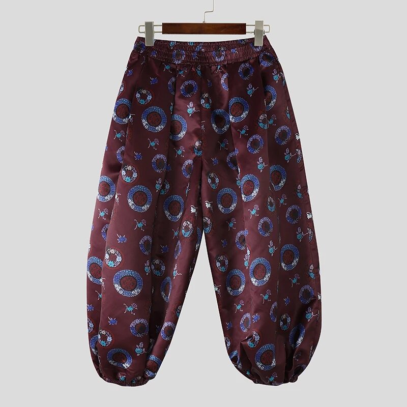 INCERUN Мужские Джоггеры Черные/Синие/Красные Полиэстер Бордовый, L, Красный