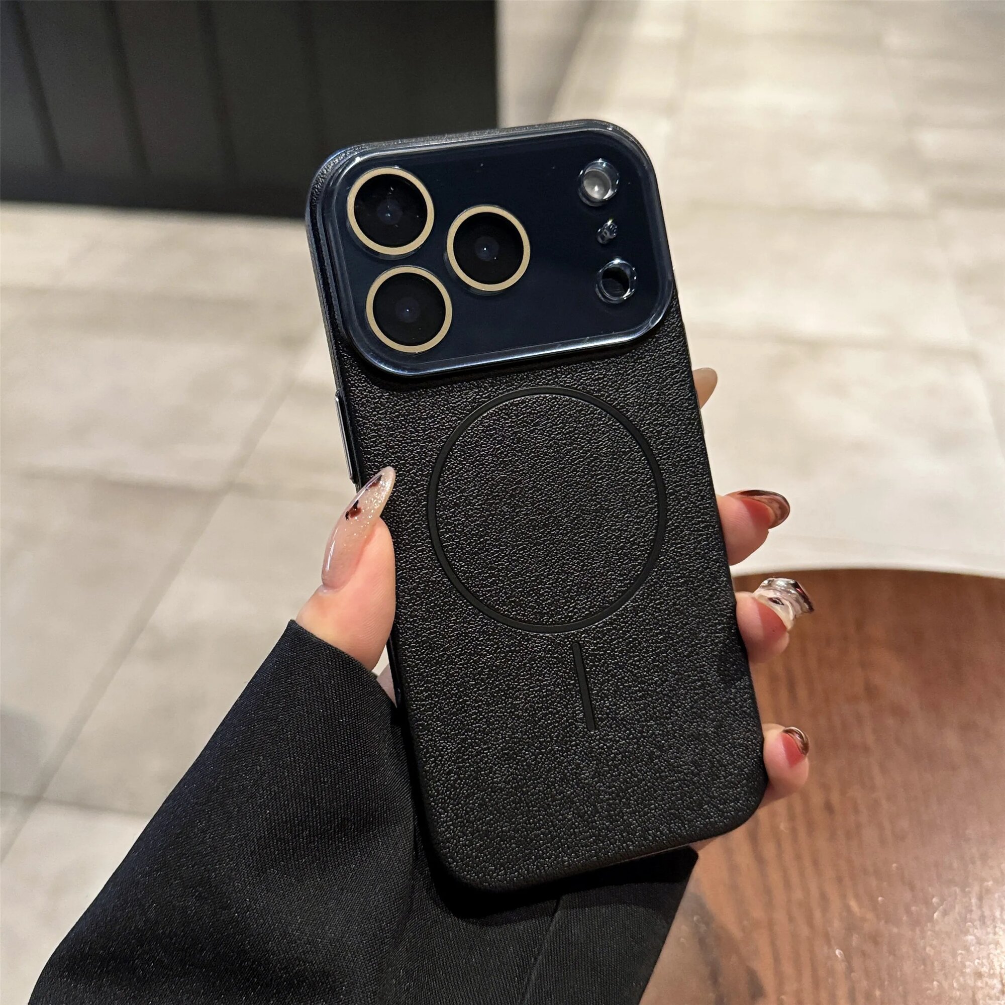 Оригинальный пластиковый чехол с текстурой кожи Magsafe для iPhone 17, Air 16, 15, 14, 13, 12, Pro Max Plus, защитный магнитный чехол для объектива