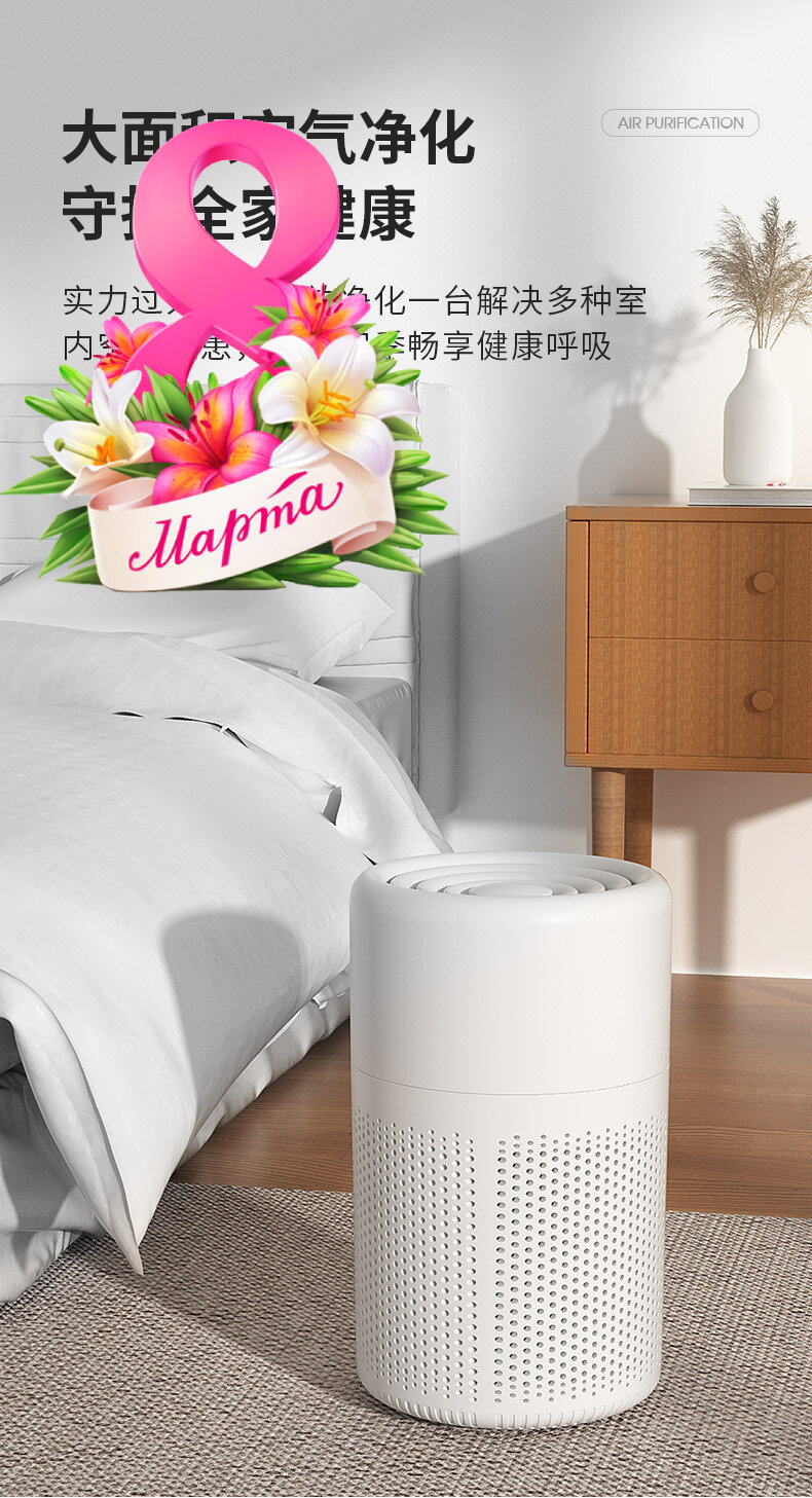 Очиститель воздуха для дома, ионизатор со съемным фильтром белый