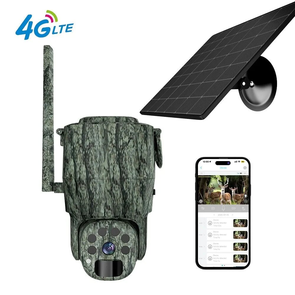Камера наблюдения на солнечной энергии 4G LTE, ночное видение, для улицы