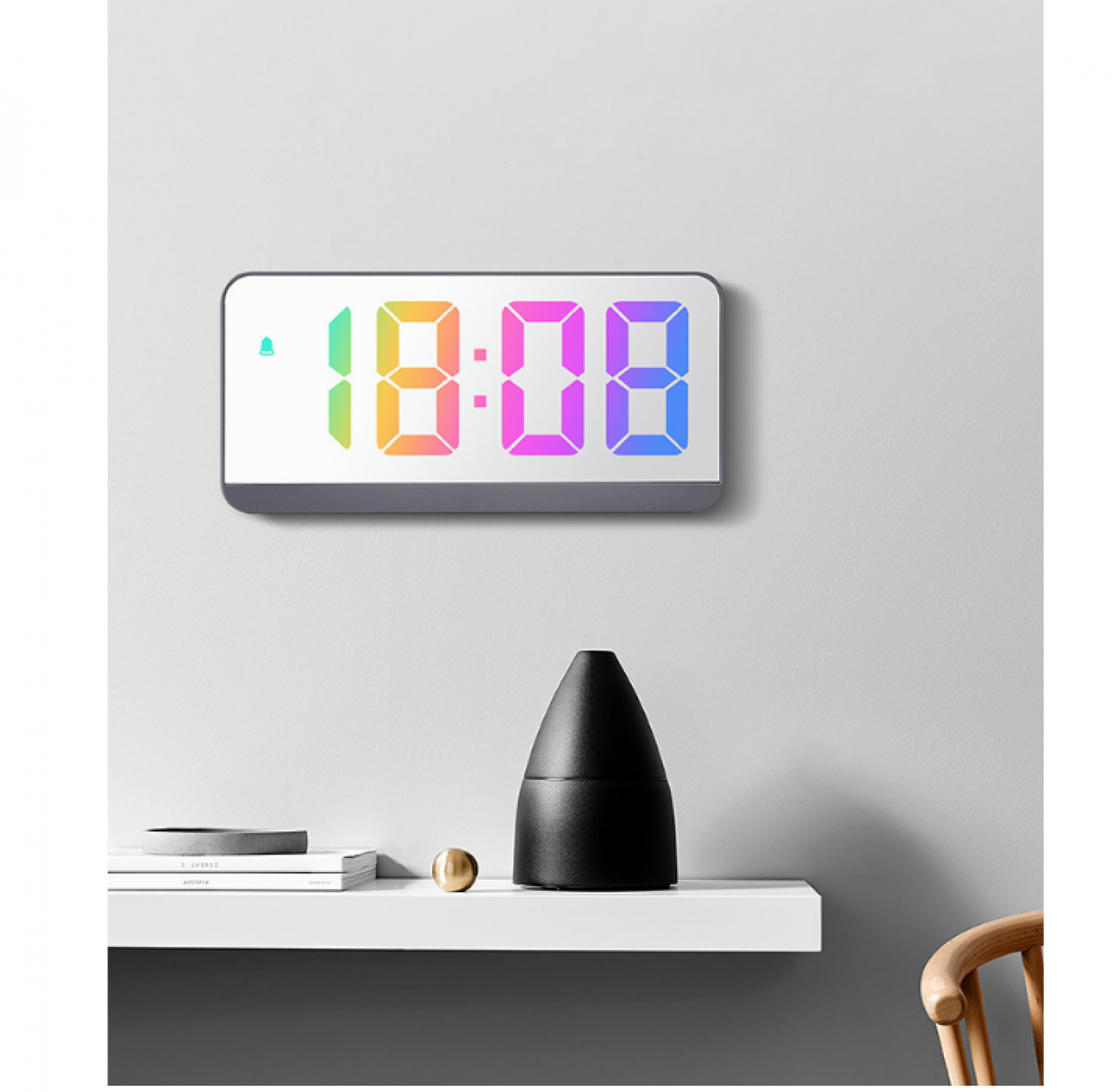 Интерьерные электронные часы MyPads X8009 с зеркальным дисплеем и радужной подсветкой