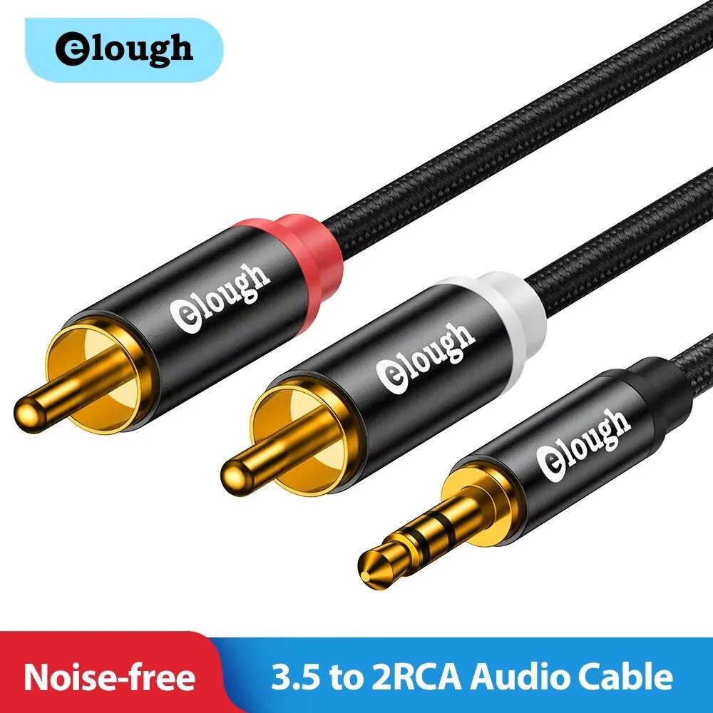 Elough 3.5 мм на 2 RCA аудиокабель, 5 м