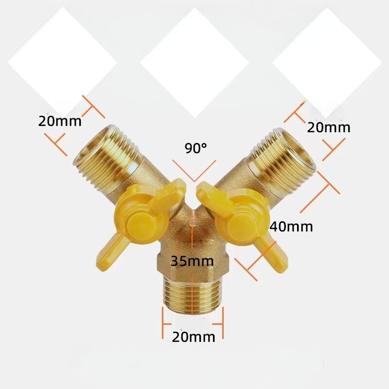 Трехходовой газовый кран, металлический, для газа, золотистый, 1 шт.