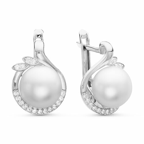 Серьги Яхонт, серебро, 925 проба, фианит, жемчуг