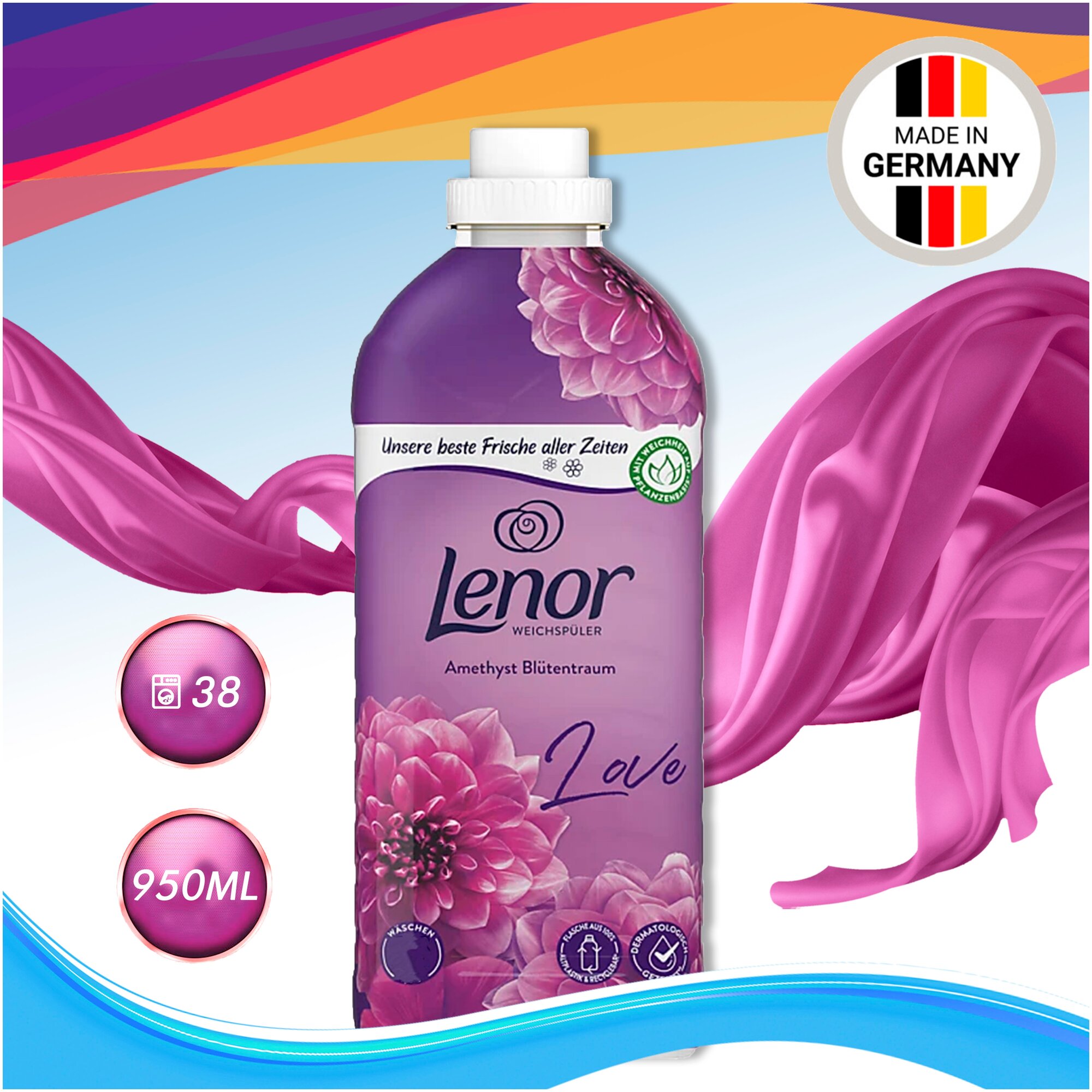 Кондиционер для белья Lenor Цветочная мечта, Ленор ополаскиватель концентрированный, 950 мл