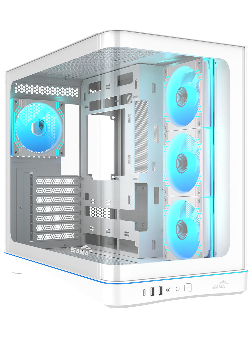 Корпус для ПК без БП SAMA V62S ARGB White (V62S-WHADA4X1-GL)