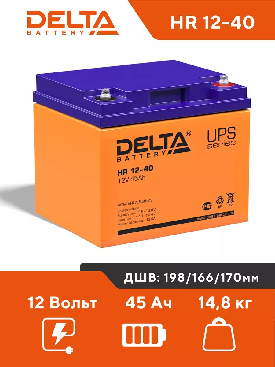 Аккумулятор 12V 45Ah для ИБП HR 12-40