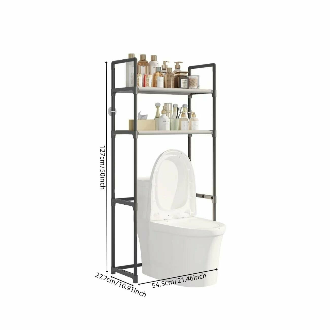 Полка для ванной комнаты напольная, стеллаж над унитазом белый