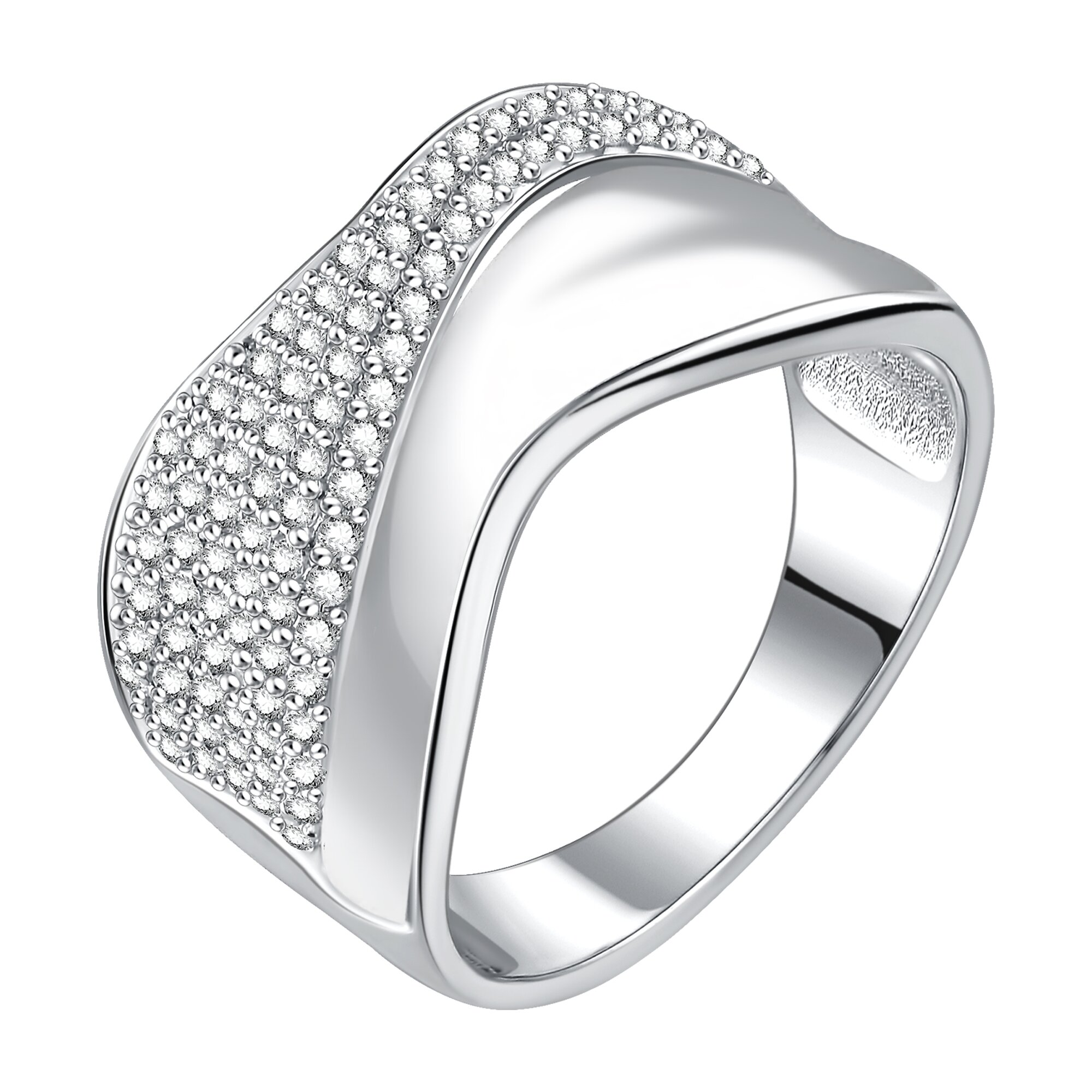 Кольцо, серебро, 925 проба, родирование, фианит