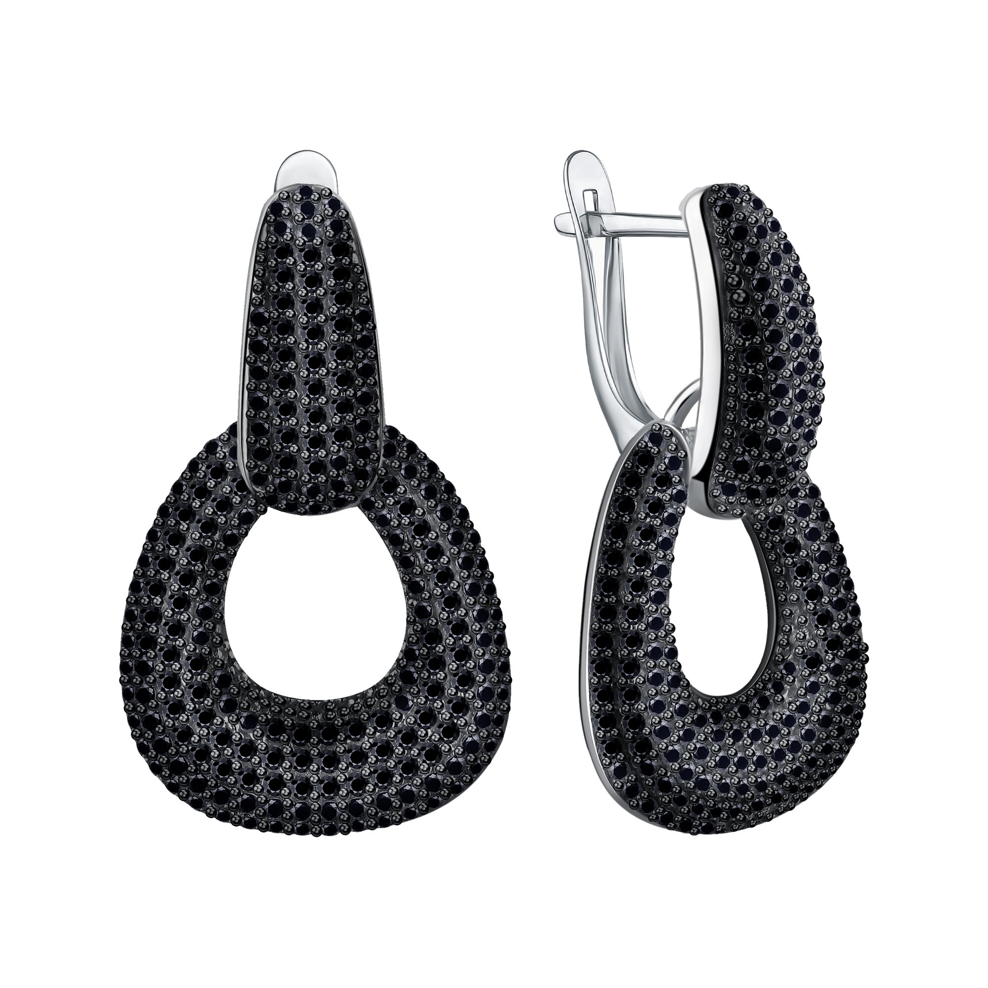 Серьги, серебро, 925 проба, родирование, фианит