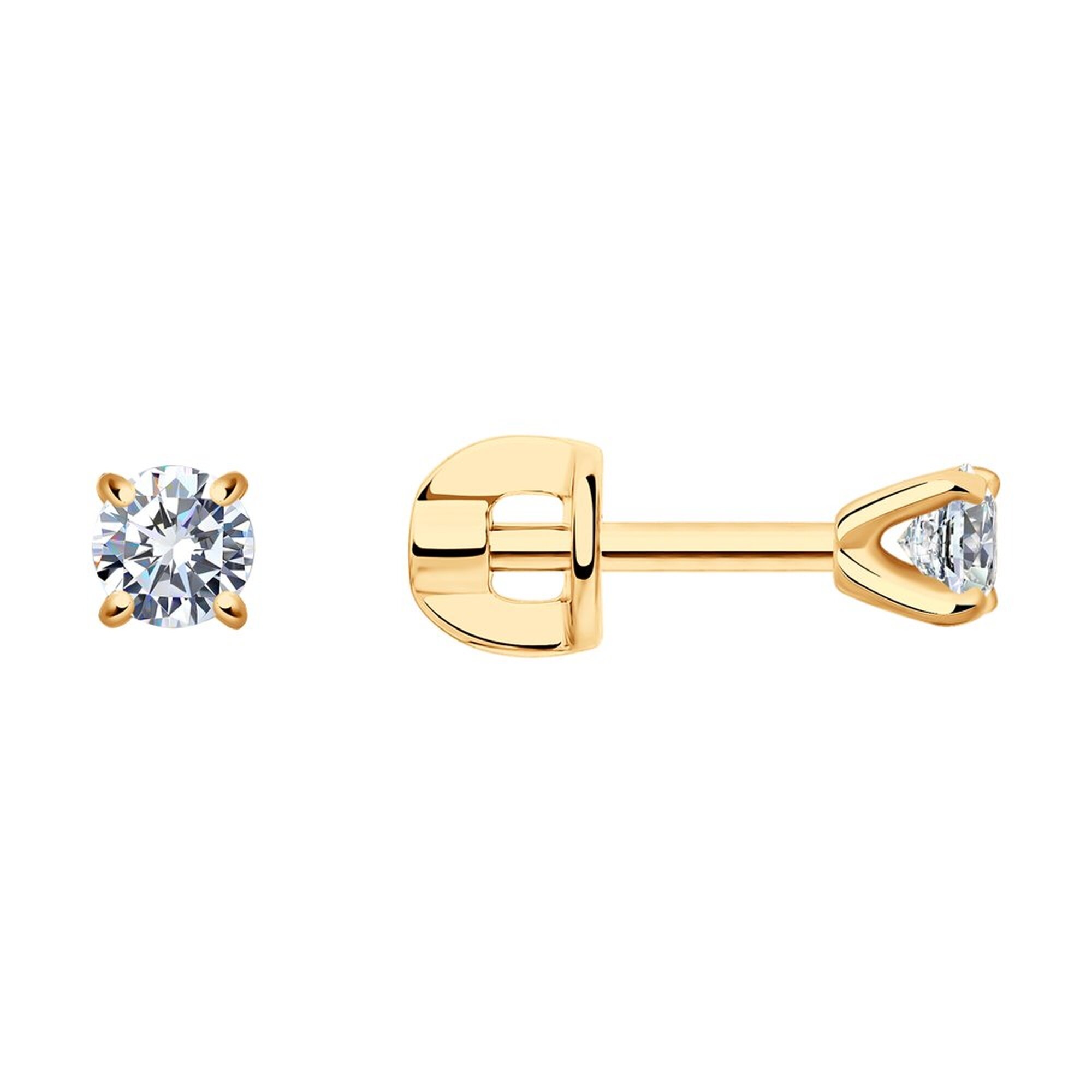 Серьги, красное золото, 585 проба, бриллиант