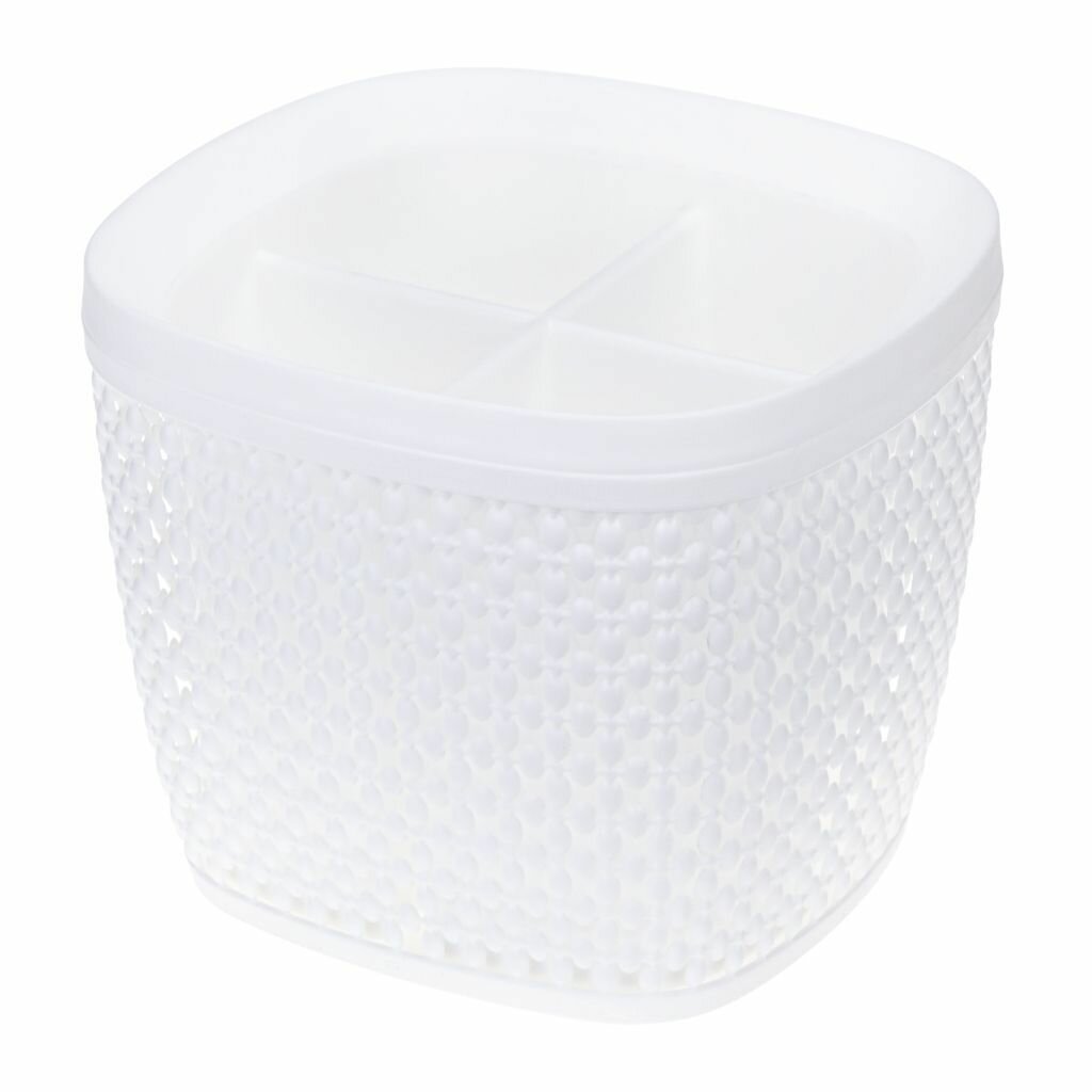 Сушилка для столовых приборов Idea Пирула М 1168, белая пластиковая подставка на кухню, 17х14 см