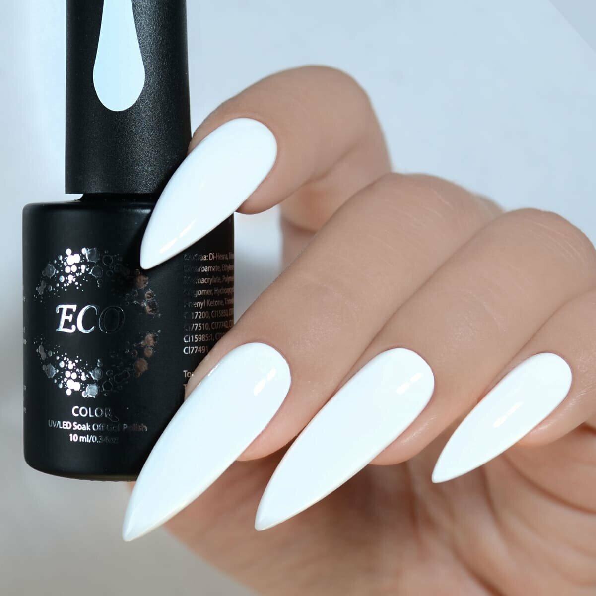 Гель-лак ECO Professional №001, глянцевый, белый, без блесток, 10 мл