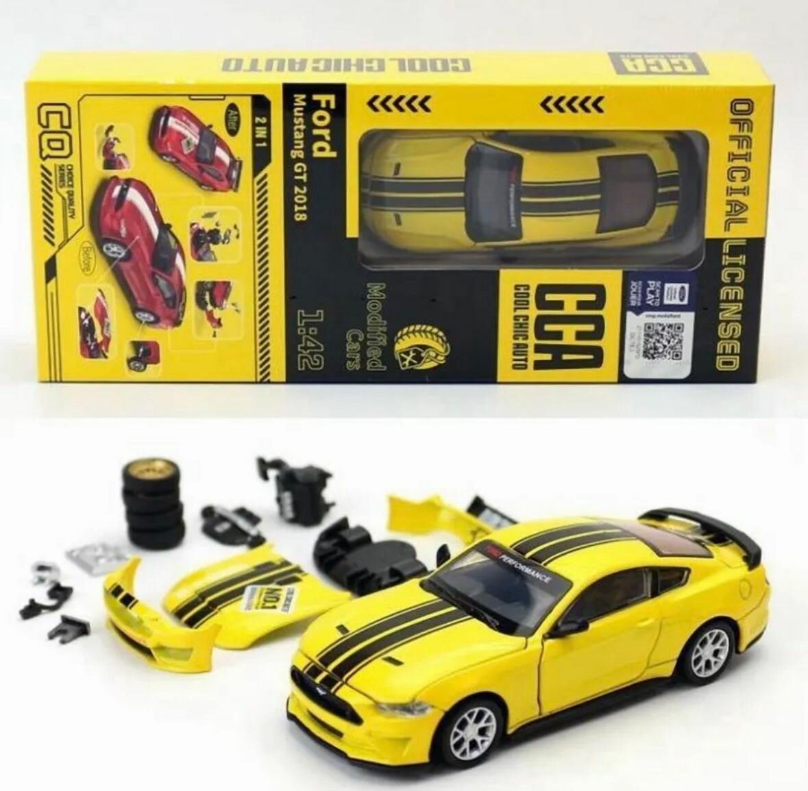 Сборная Модель, Машина металлическая Ford Mustang GT 2018, 1:42 Форд Мустанг, машинка детская игрушка