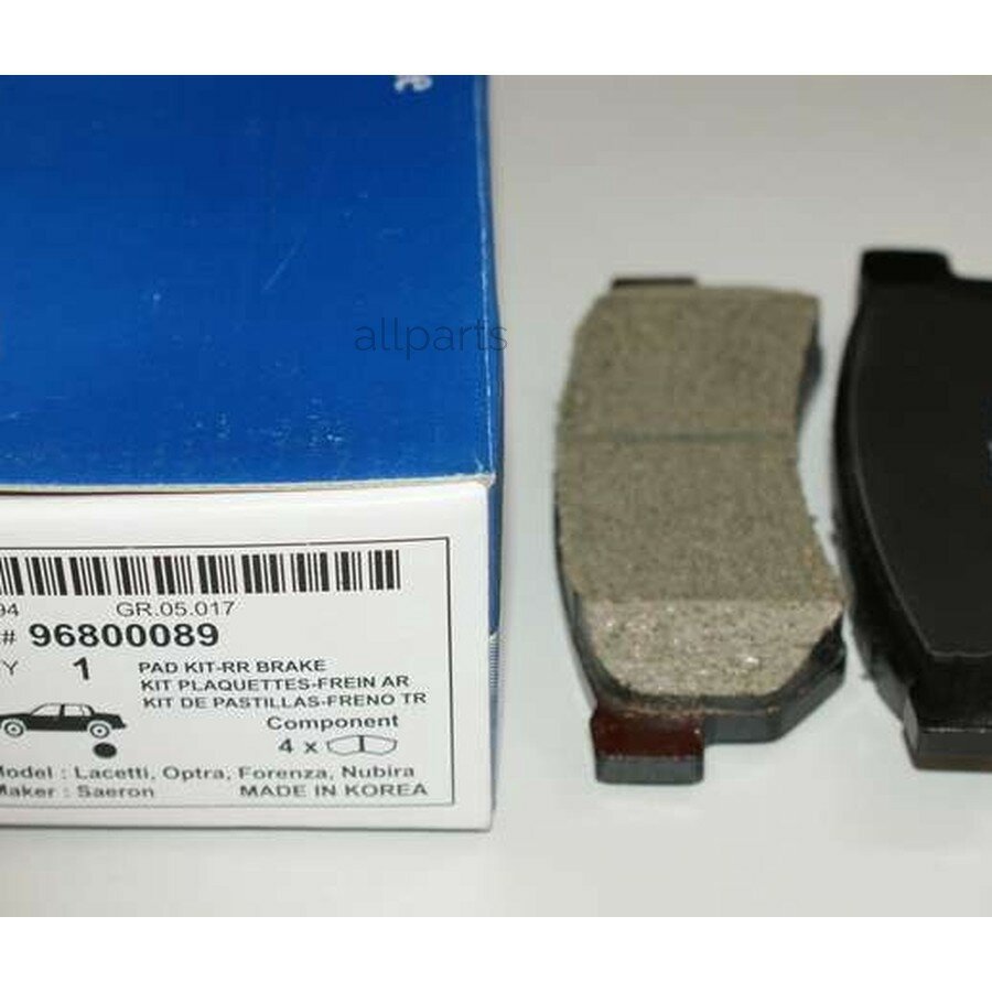 GENERAL MOTORS 96800089 Колодки тормозные задние дисковые [ORG]