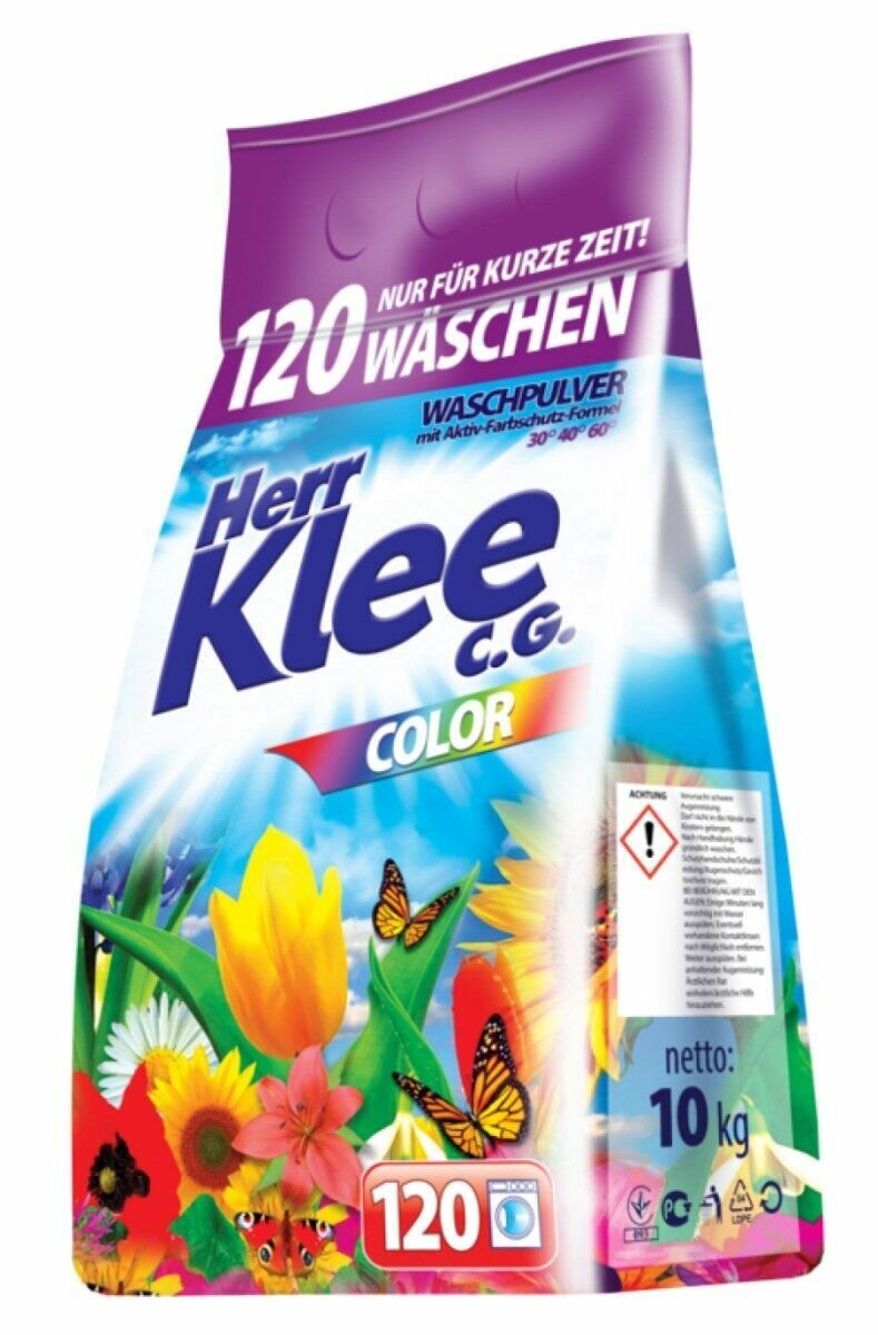 Стиральный порошок Herr Klee Color для цветного белья 10 кг (120 стирок) пакет (Германия)