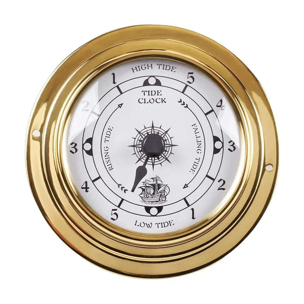 Настенные часы Tide Clock 9.8 см, золотистый корпус с циферблатом, кварцевый механизм, круглый